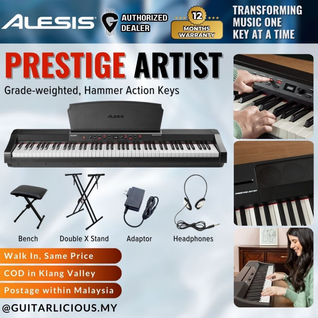 Alesis Prestige Artist 88-Key Digital Piano with Graded Hammer Action ...