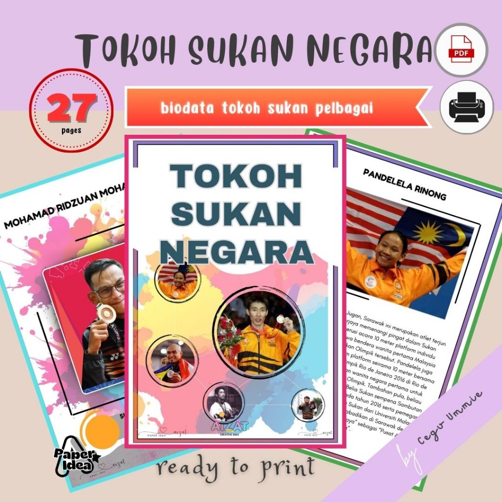 Tokoh Sukan Negara Atlet-atlet Malaysia Poster Banner Set keceriaan ...