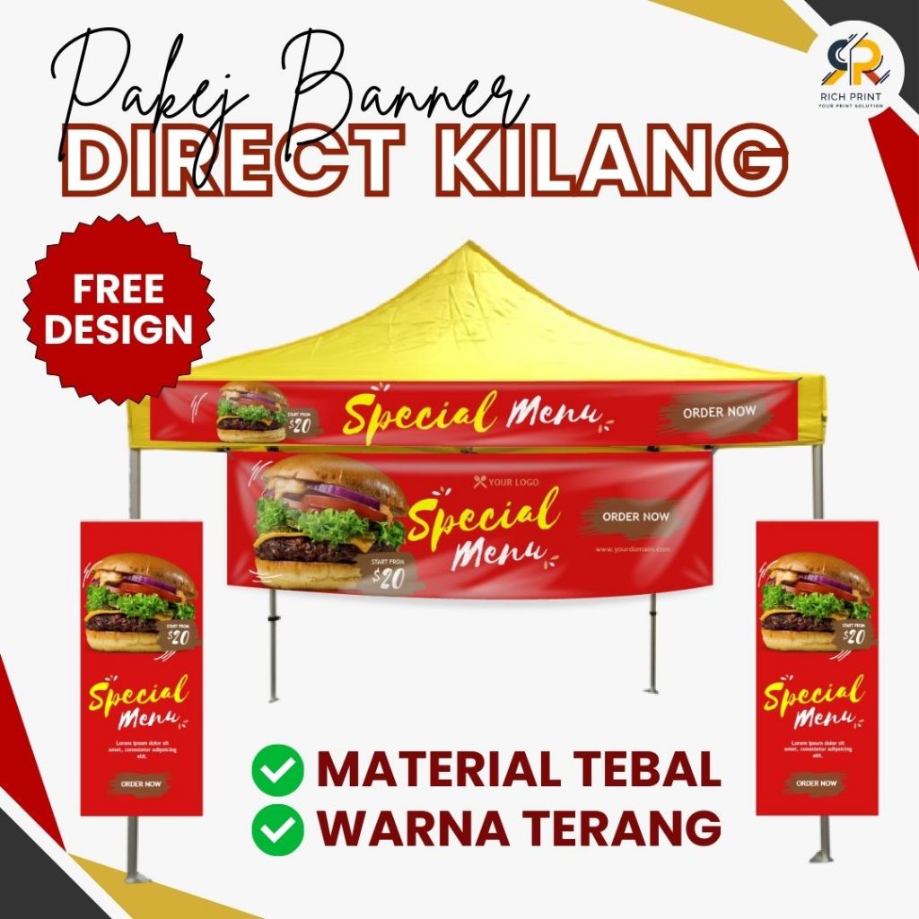 Pakej Banner Bunting Khemah Peniaga | Shopee Malaysia