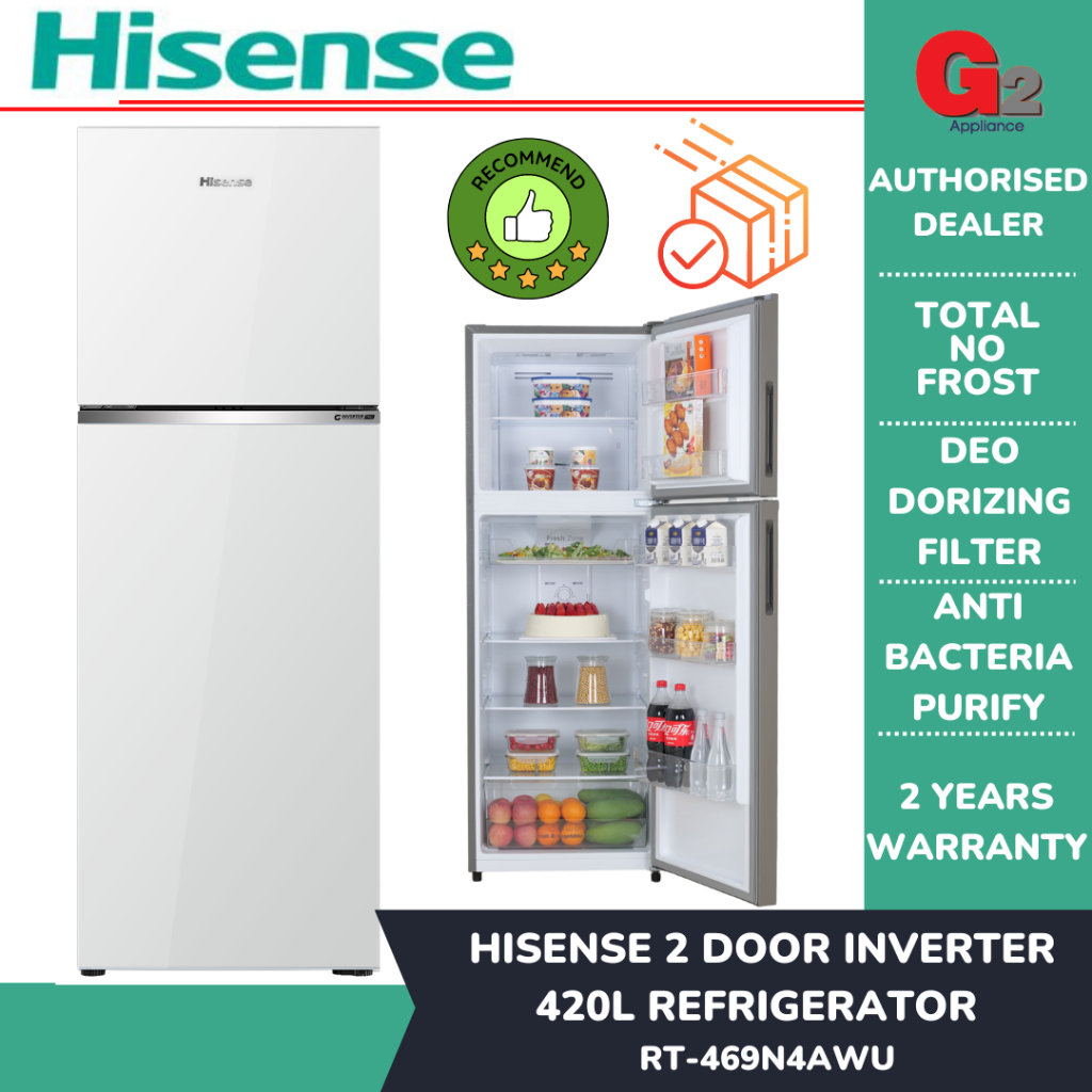 Hisense [AUTHORISED DEALER] 420L 2 Door Inverter Refrigerator ...