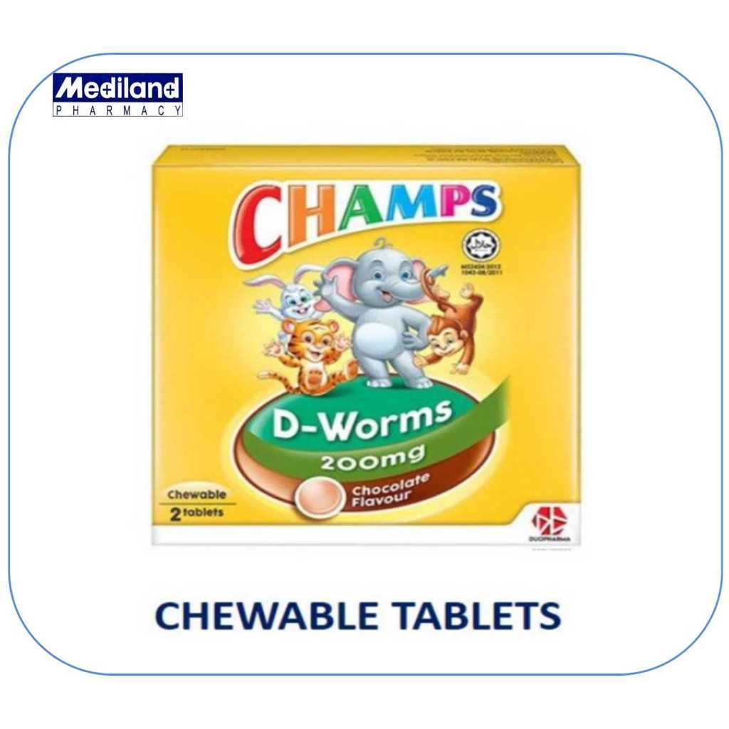 CHAMP'S D-WORMS TAB 200MG 2'S (UBAT CACING) | Shopee Malaysia