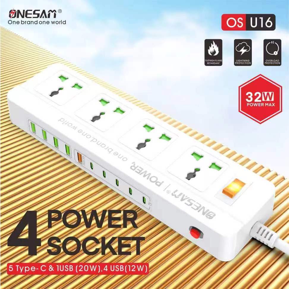 ONESAM OS-U16 Power Socket Charger / 5 PD 20W + 5 USB Output / 4 ...
