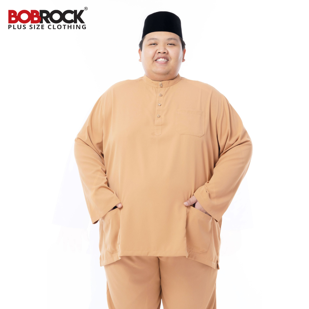 BOBROCK 2024 Plus Size Baju Melayu Relaxed Fit Cotton Satin - Cekak ...
