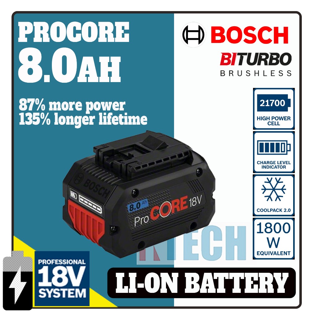 BOSCH BATTERY PACK 18V LI-ON PROCORE 8.0AH 1600A0193N | Shopee Malaysia