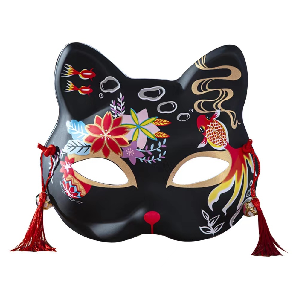 TikTok Japanese Mask Wind Spirit Fox Face Mask Half Cat Demon Fox Party ...