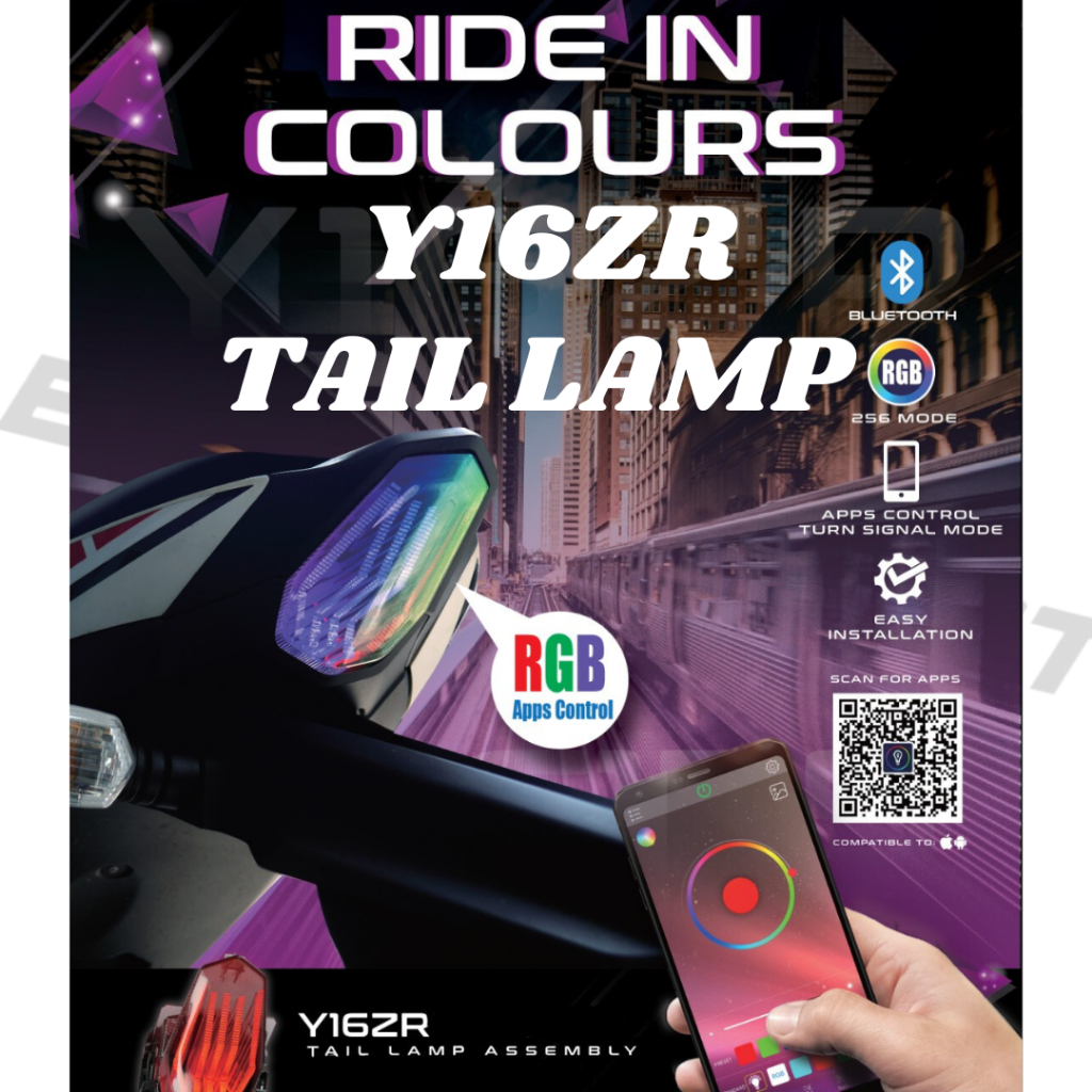 YAMAHA Y16 Y16ZR TAIL LAMP RGB LAMPU BELAKANG RIDE IN COLORS APPS ...