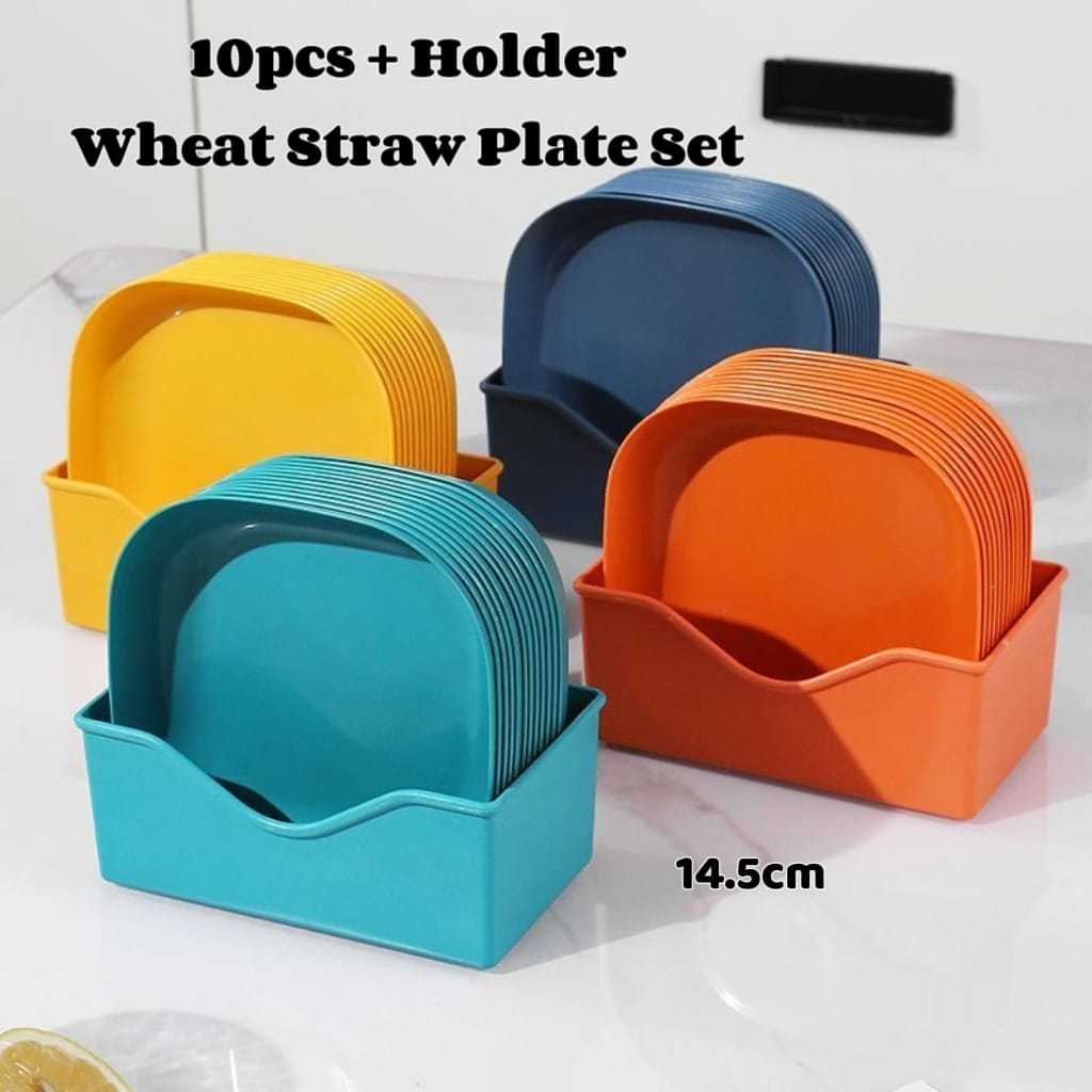 10Pcs Wheat Straw Plate/Pinggan Plastik/Set Pinggan Plastik/Dessert ...