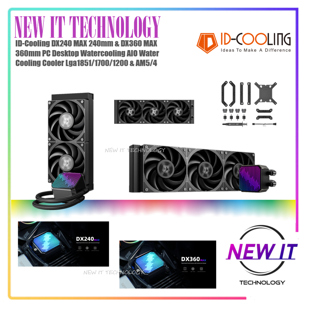 ID-Cooling DX240 MAX 240mm & DX360 MAX 360mm PC Desktop Watercooling ...