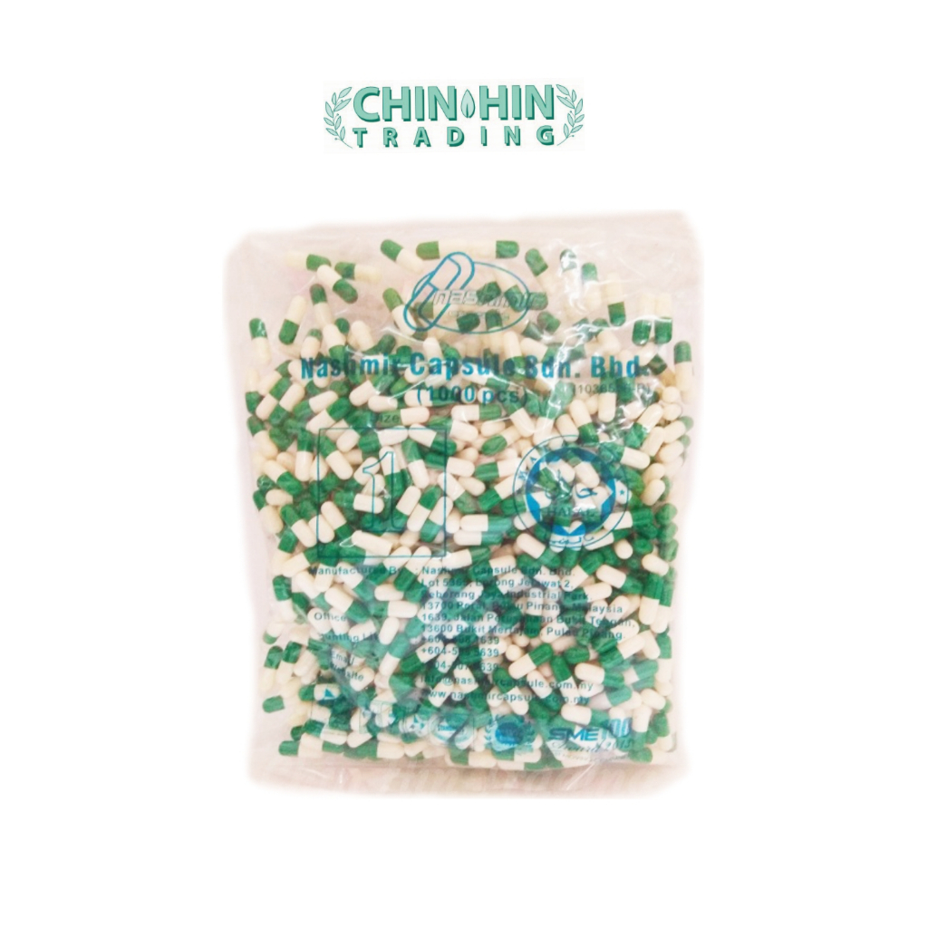 [NASHMIR] Kapsul Kosong 空胶囊 Empty Capsule (Color : Green White / No. 1 ...