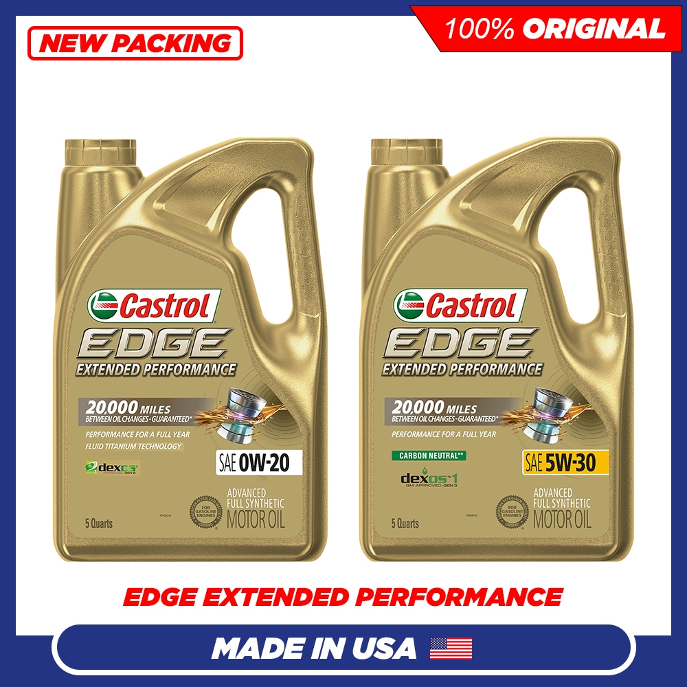 (USA) CASTROL EDGE EXTENDED PERFORMANCE 0W20 5W30 SP Advanced Full Synthetic Engine Oil (4.73L ...