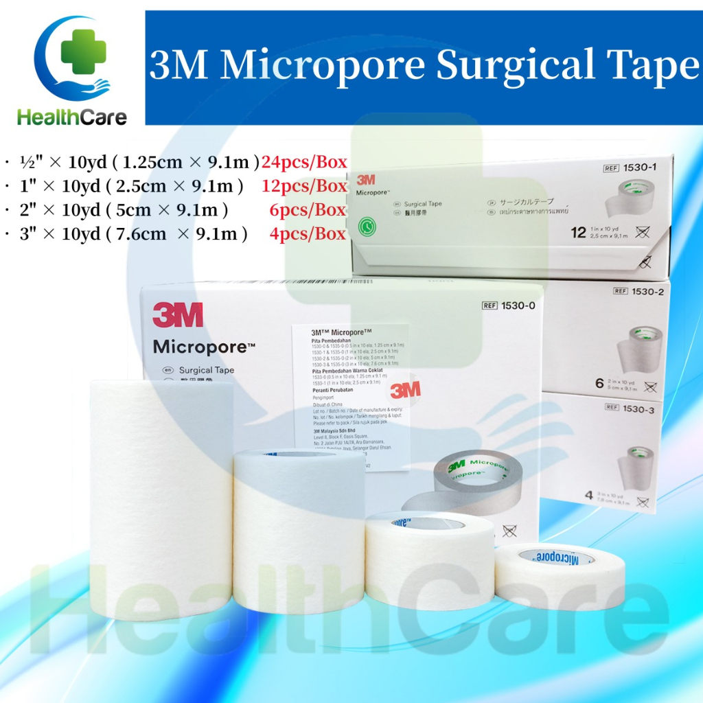3M Micropore Surgical Tape Only ½"/1"/2"/3" Per Box | Shopee Malaysia