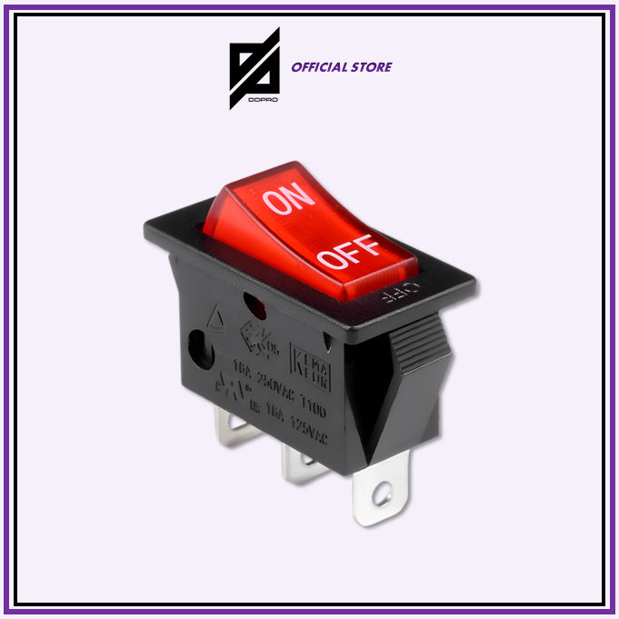 On/Off Rocker Switch 3-Pin Light SPDT 6A/250V (Red) KCD1-102/S-3PL (1PC ...