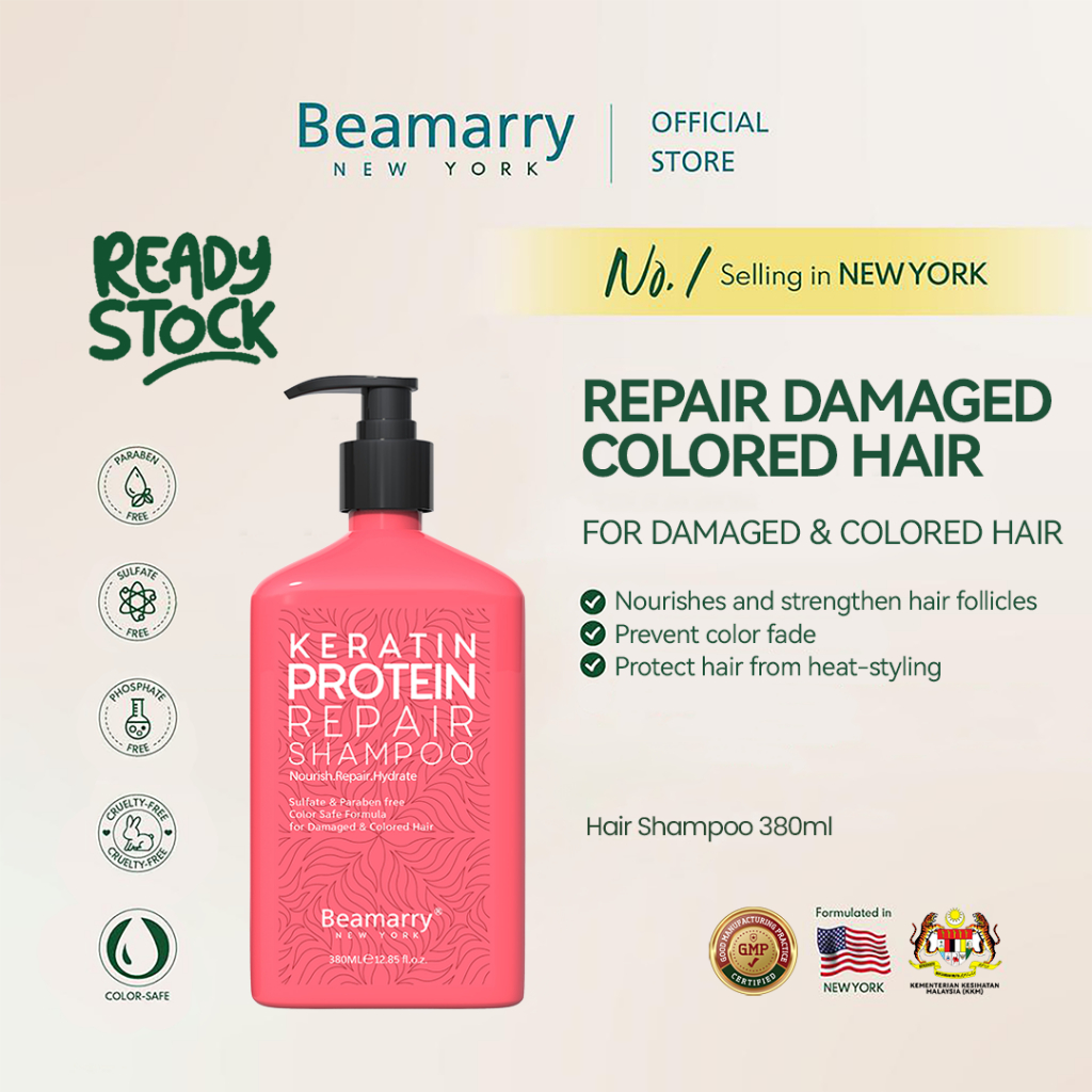 Beamarry Keratin Protein Repair Shampoo 380ml | Repair Damaged Colored ...