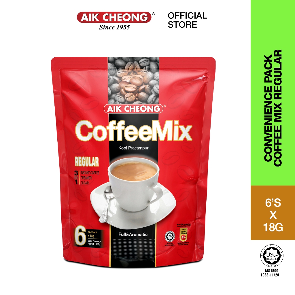 AIK CHEONG Convenience Pack Coffee Mix (18g x 6 sachets) - Regular | Shopee Malaysia