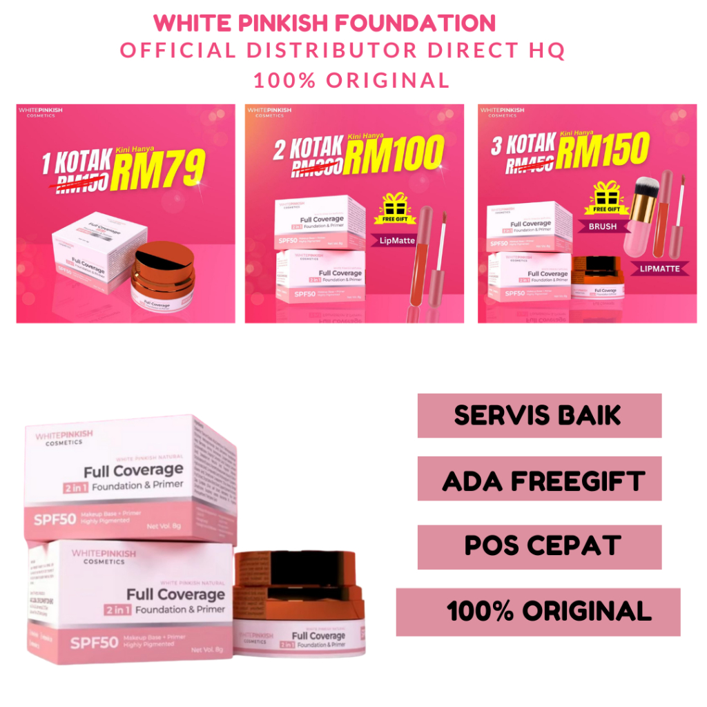 [OFFICIAL DISTRIBUTOR] 100% ORIGINAL WHITE PINKISH FOUNDATION + PRIMER ...