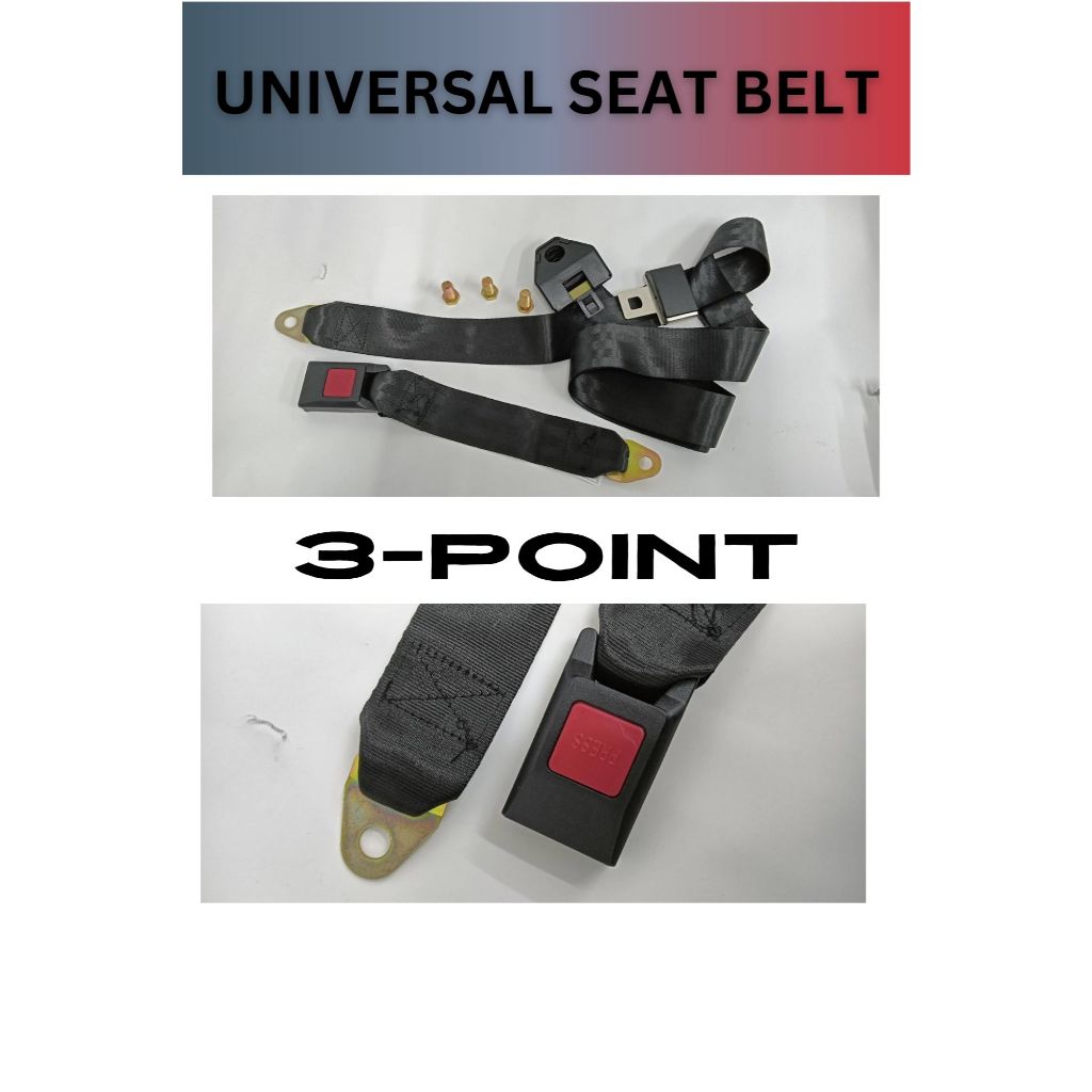 UNIVERSAL CAR SEAT BELT ADJUSTABLE RECTRACTABLE SAFETY BELT 3 POINT ...