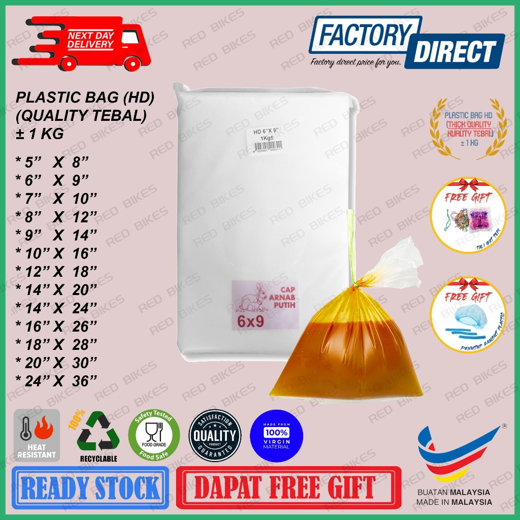 Plastic Bag HD 1KG Plastik Beg (Thick Tebal) Food Drink Packaging ...