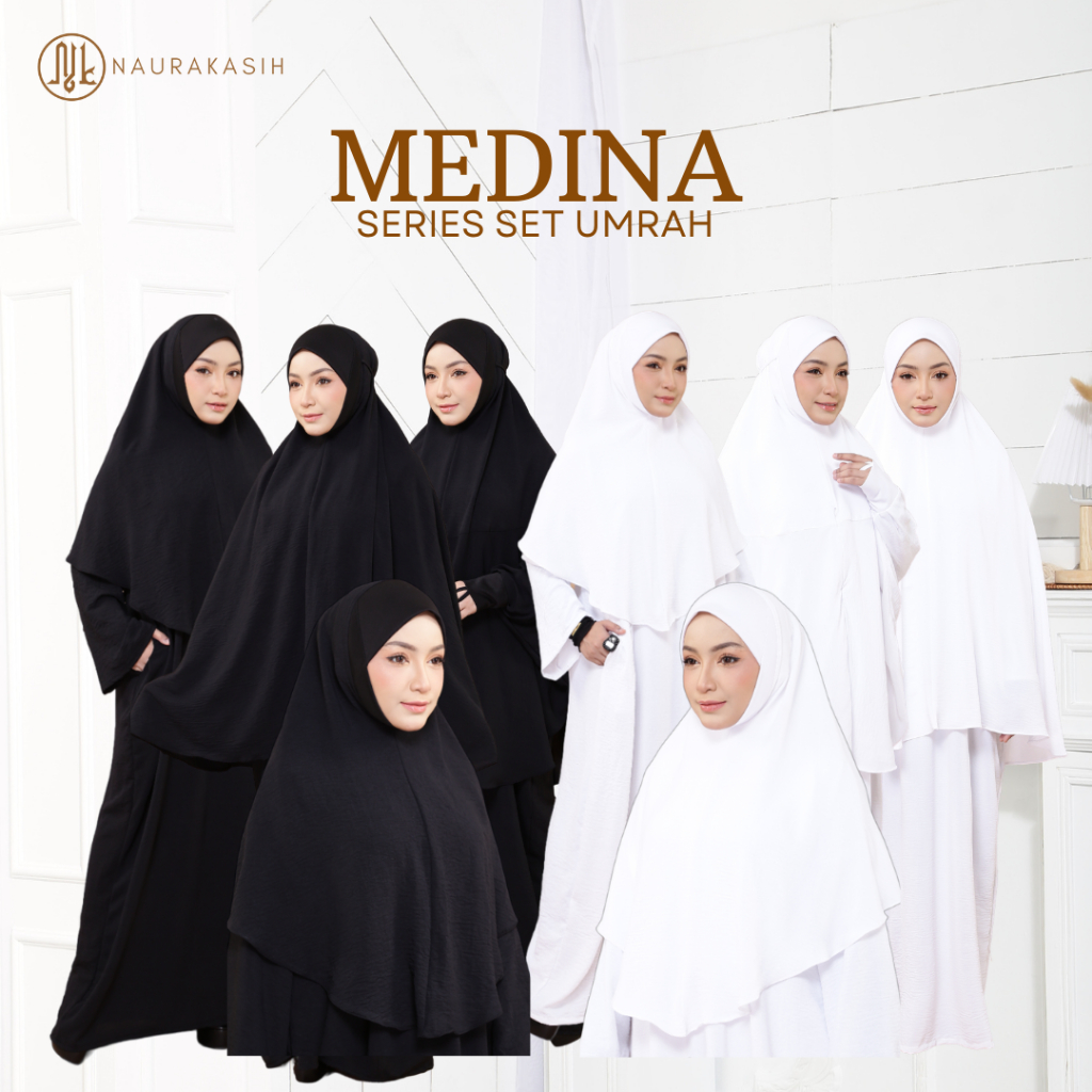 Naurakasih Telekung Set Umrah Haji Kain Sejuk dan Selesa Berpoket Putih/Hitam Free Item ...