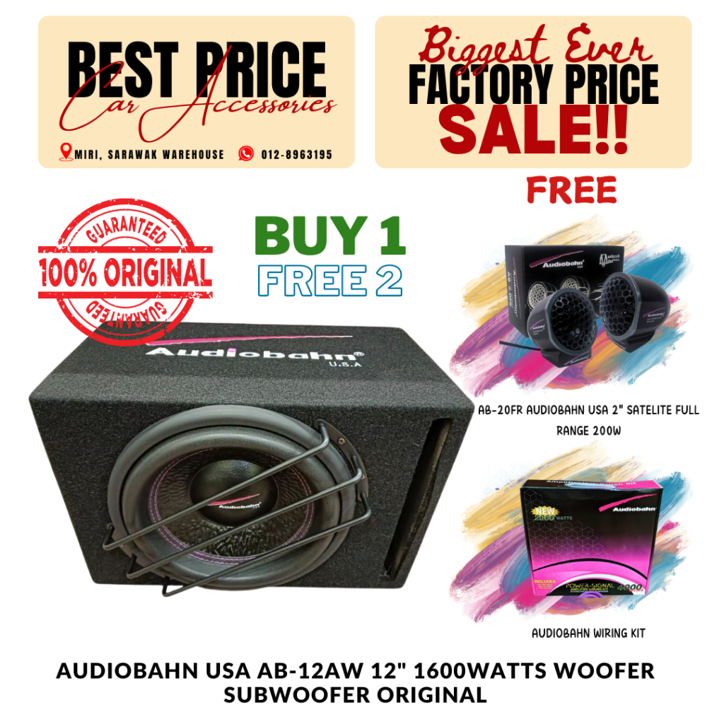 AUDIOBAHN USA AB-12AW 12" 1600WATTS Woofer Subwoofer Original | Shopee ...