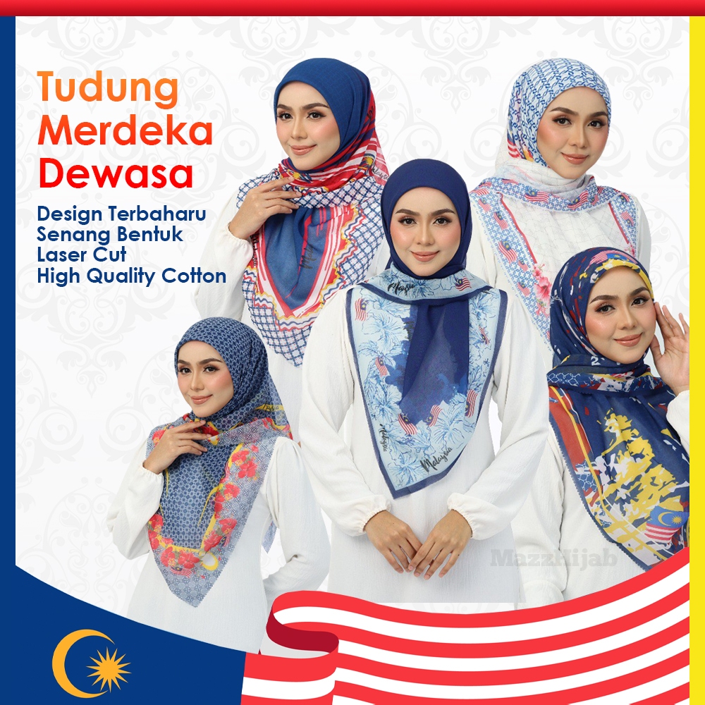 Tudung Merdeka 2024 Design Baharu | Tudung Bawal Merdeka Cotton Printed ...