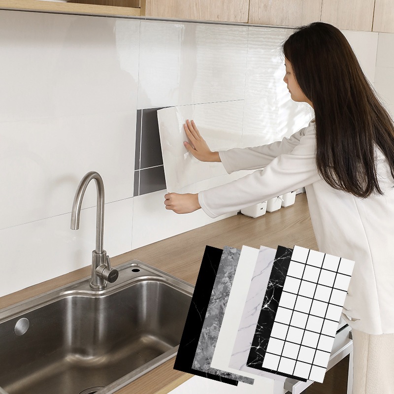 (3/10/15 PCS) Marble wall tile paper kitchenwall sticker bathroom ...