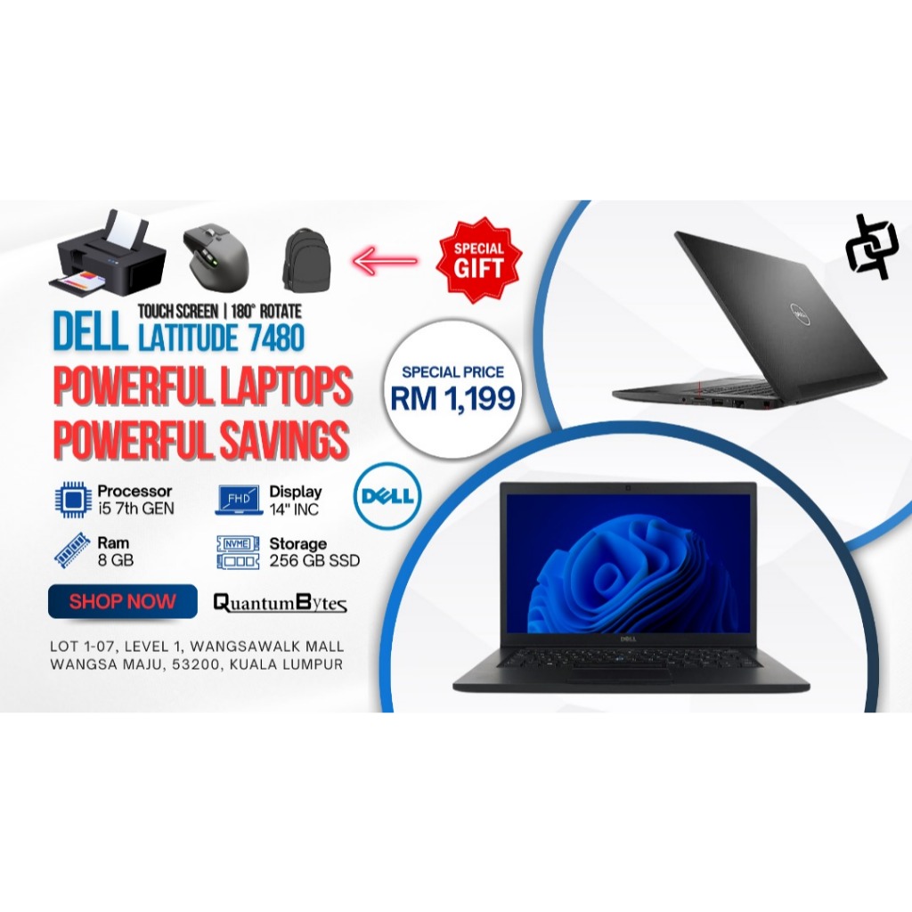 DELL LATITUDE 7480, TOUCH SCREEN, 180 ROTATE, Intel i5 7th GEN, RAM 8GB ...