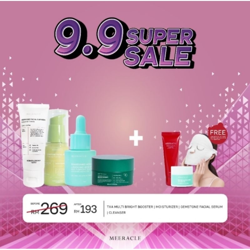MEERACLE SET CLEANSER + SERUM + TXA BOOSTER + MOISTURIZER (JAPANESE ...