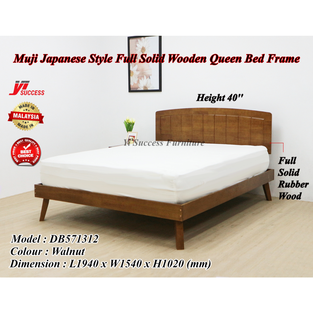 Yi Success Muji Full Solid Wooden Queen Bed Frame / Modern Style Wooden ...