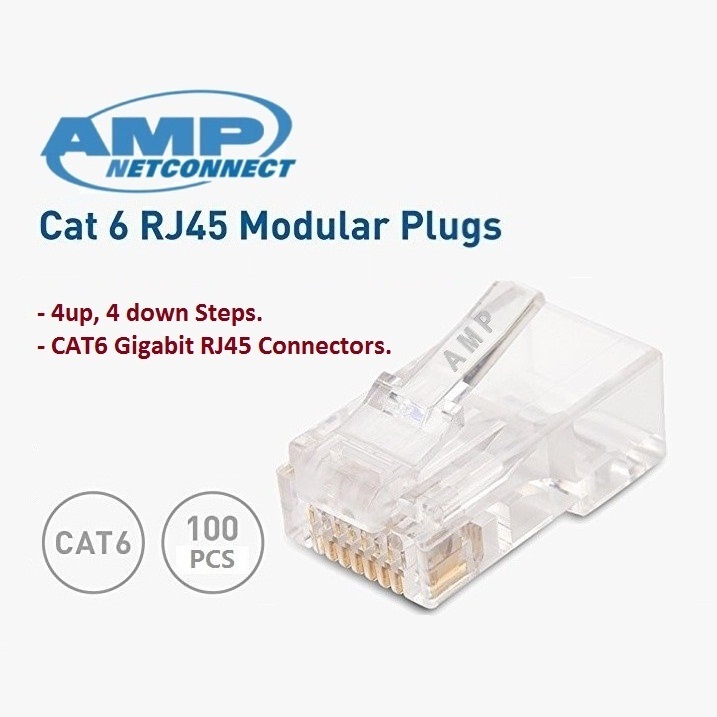 AMP RJ45 CAT6 MODULAR CONNECTOR 50PCS 100PCS (6-664720-300) | Shopee ...