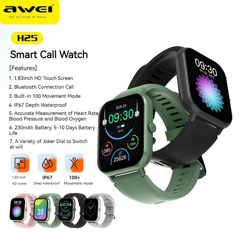 H25 Smart Watch Bluetooth Call Heart Rate Sleep Monitor 100 Sport Model ...