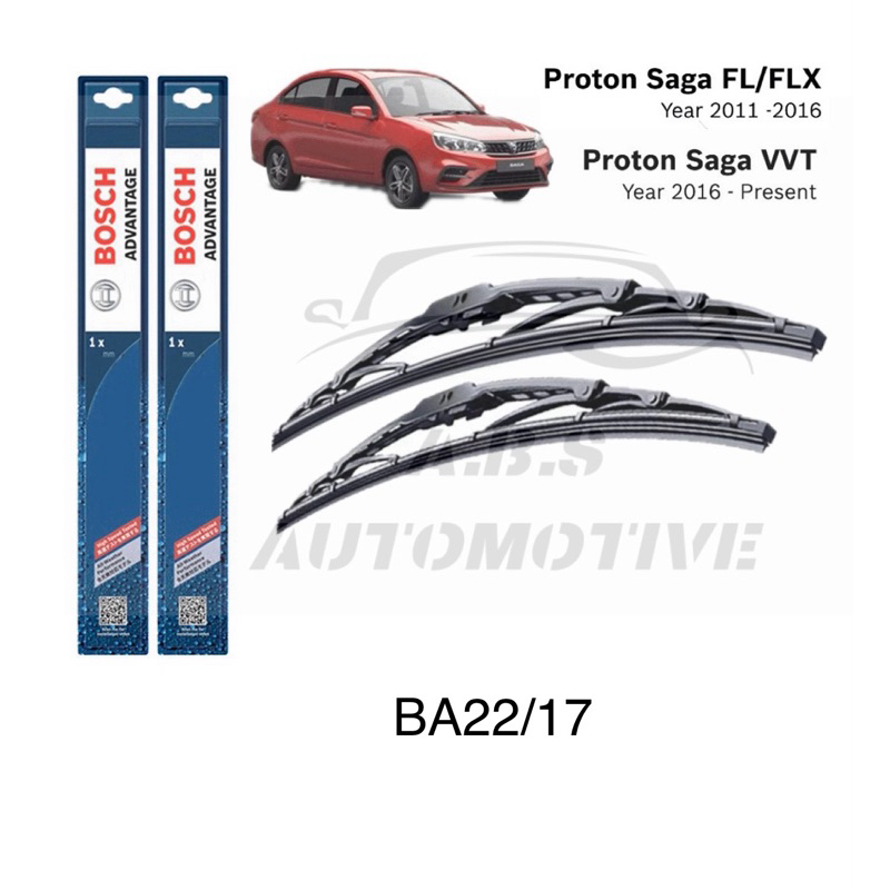 Bosch Advantage U Hook Wiper Set BA22&17 For Proton Saga 2011-Present | Shopee Malaysia