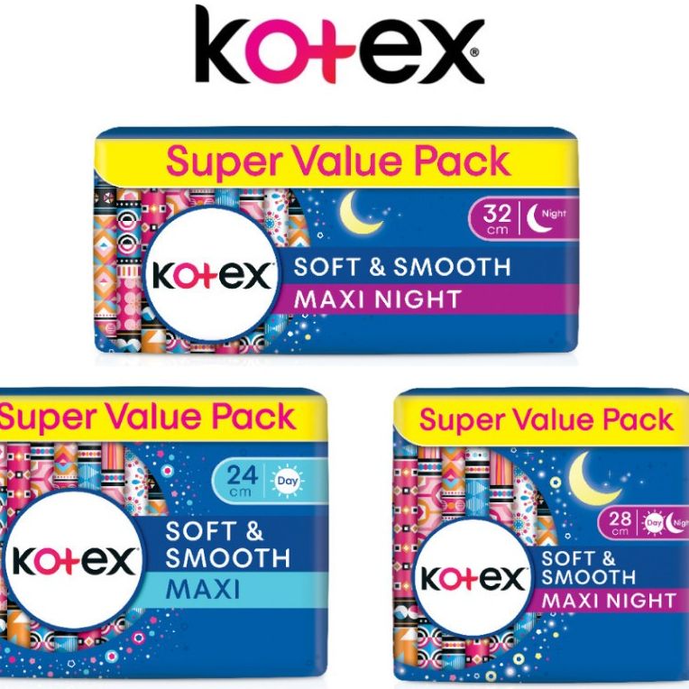Kotex Maxi KOTEX Soft & Smooth Maxi Day Non Wing Pad 24cm Sanitary Pad with 100% Leak Free ...