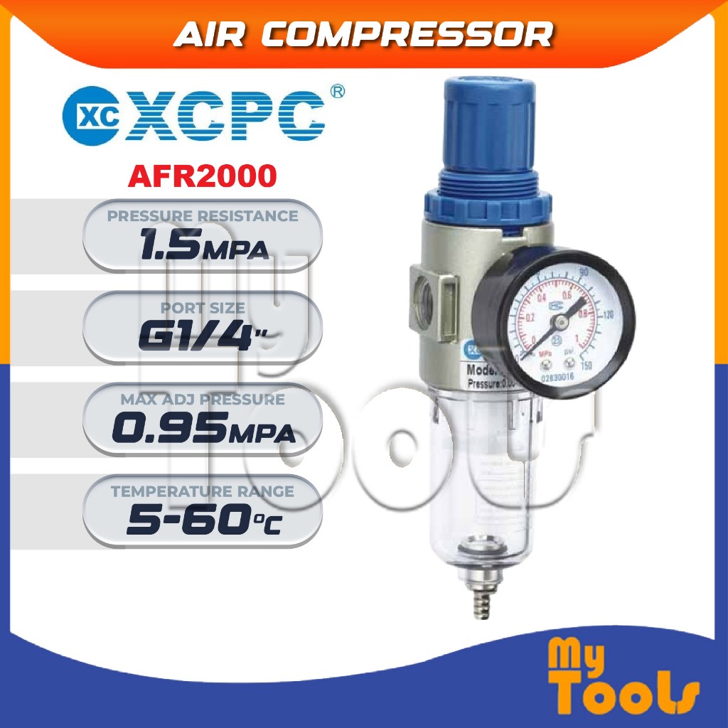 XCPC AFR2000 Pneumatic Air Control Unit Compressor Pressure Regulator and Filter 8 Bar 1/4 ...