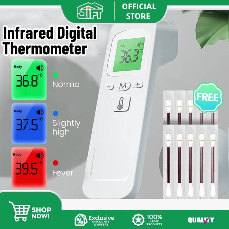 Infrared Thermometer Gun Forehead Body Temperature With Fever Alarm For ...