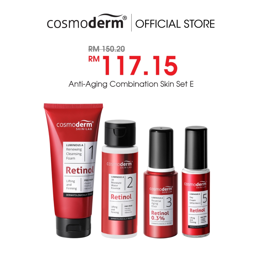 Cosmoderm Luminous A Retinol Complete Anti-Aging Set (Cleanser ...