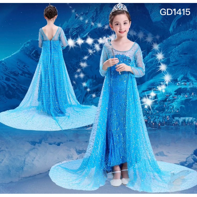 Halloween Anna Elsa Cosplay Costume Bling Bling Princess Dresses ...