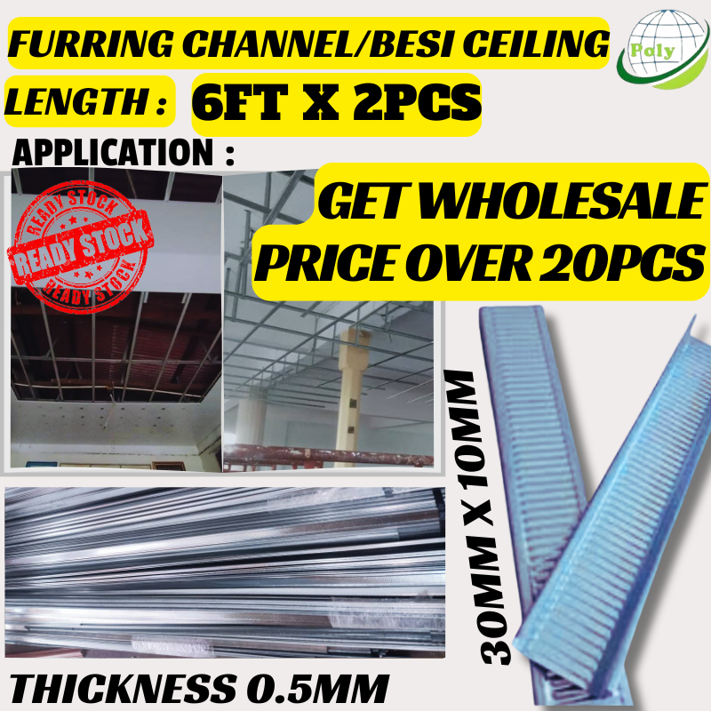️‍🔥 New 6FT x 2PCS Furring Channel Ceiling Channel ️‍🔥 Besi Siling ...