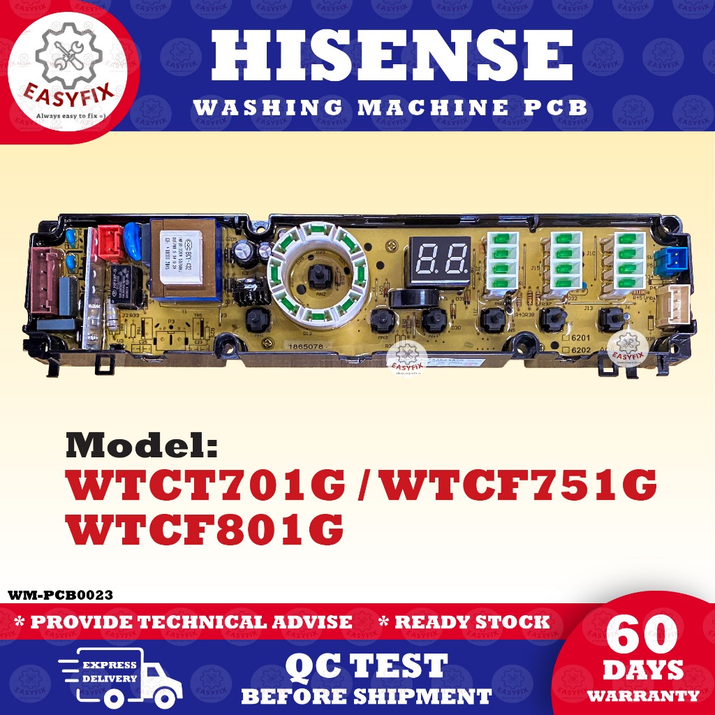 WTCT701G / WTCF751G / WTCF801G HISENSE WASHING MACHINE PCB BOARD (CONTROL BOARD) WTCT-701G WTCF ...