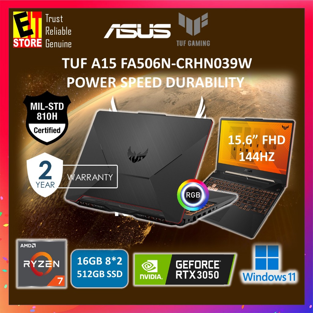ASUS TUF Gaming A15 FA506N-CRHN039W (RYZEN 7-7435HS/16GB/512GB SSD ...