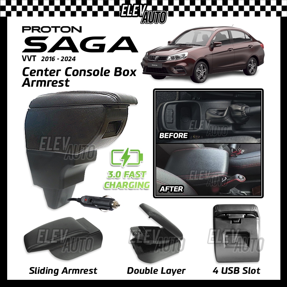 Proton Saga VVT 2016 - 2024 Premium Centre Console Box Arm Rest ArmRest ...