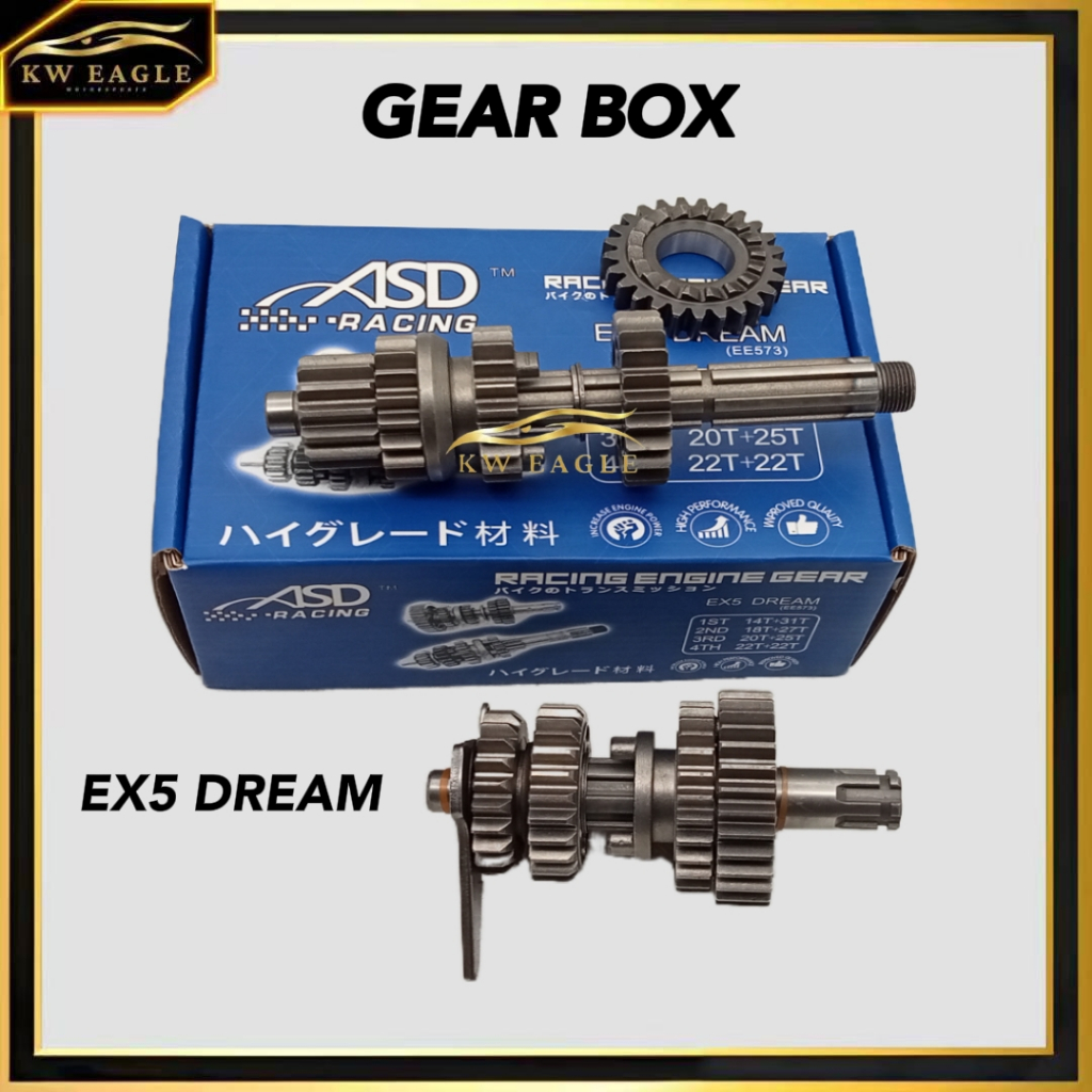 ASD RACING GEAR BOX EX5 DREAM GEAR BOX + STARTER GEAR FULL SET | Shopee ...