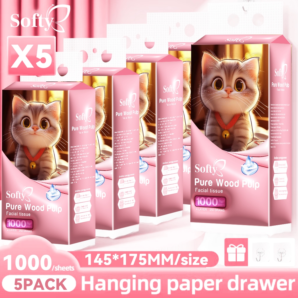 【5Packs】Softy AIR-cushion Tisu Gantung 4 Lapisan 1000 Helai Tisu Air ...