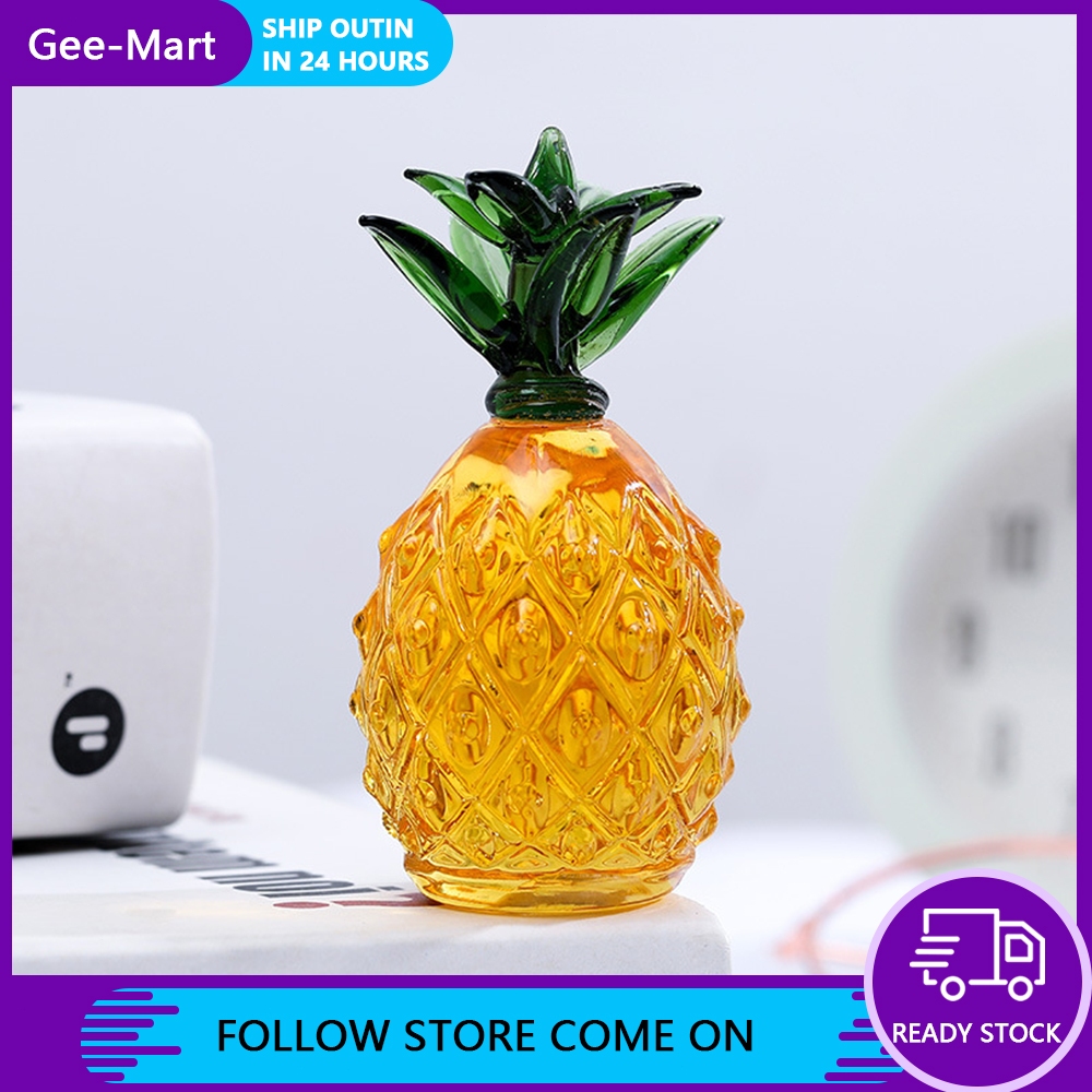【Gee-Mart 】Natural Gold Crystal Glass Wealth Pineapple Good Luck Gift ...