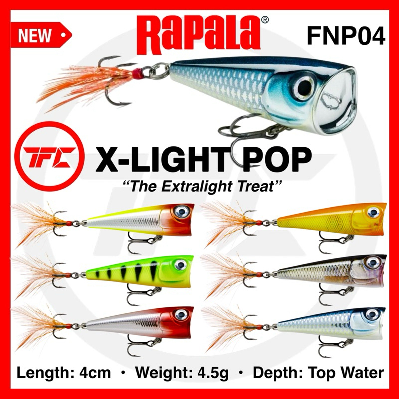 RAPALA X-Light Pop FNP04 Popper Lure 4cm Top Water Ultralight UL BFS ...
