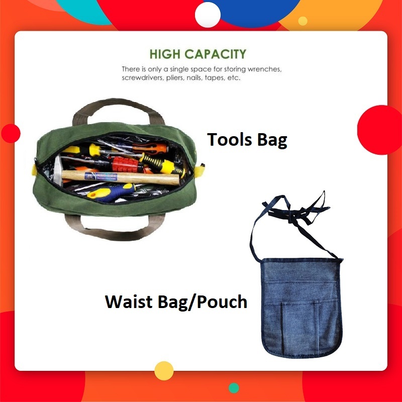 CANVAS HAND TOOL BAG / TOOL WAIST BAG POUCH / BEG PERALATAN | Shopee ...