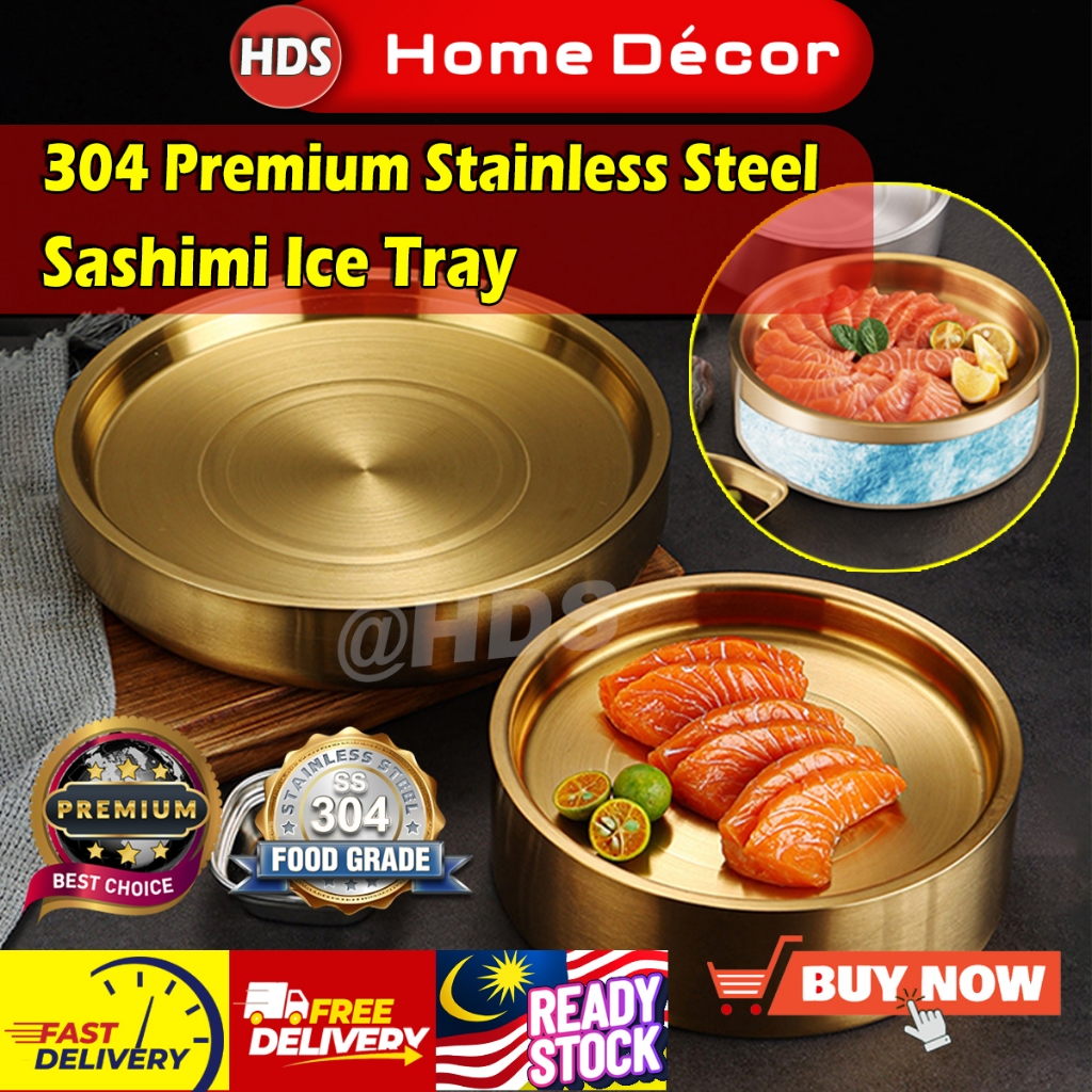 HDR 304 Stainless Steel Japanese Sashimi Ice Plate Keep Cold Serving ...