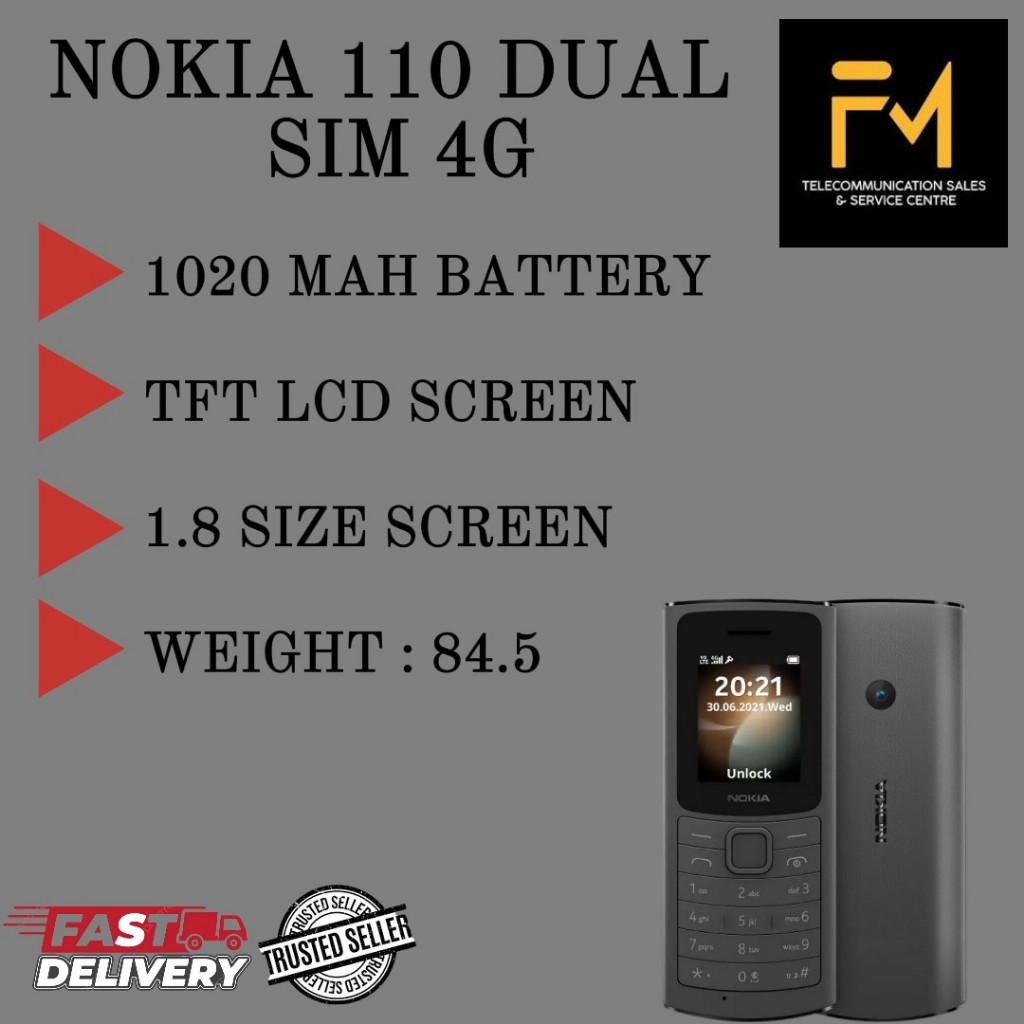 NOKIA 110 DUAL SIM 4G NEW SET WITH ONE YEAR WARRANTY | Shopee Malaysia