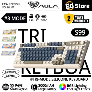 Aula S99 RGB Membrane Keyboard 3Mode Wireless Bluetooth Wired Keyboard Abs Keycaps Multi-Color ...