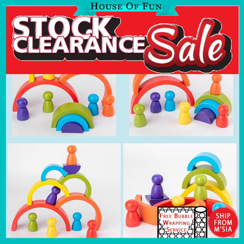 DIY Children's Wooden Rainbow Toy Creative Wood Rainbow Stacked Balance ...