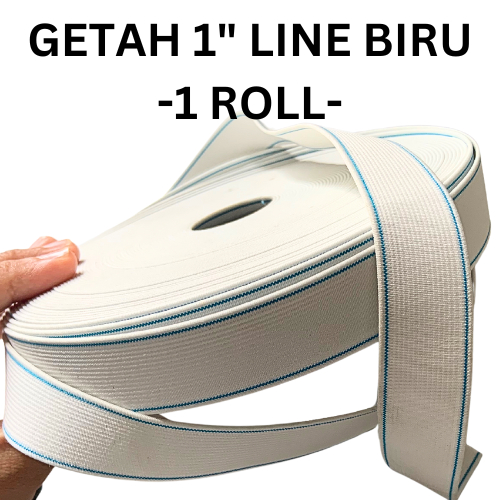 (1roll)getah line biru/getah pinggang 1inic/getah biru/getah kain line ...